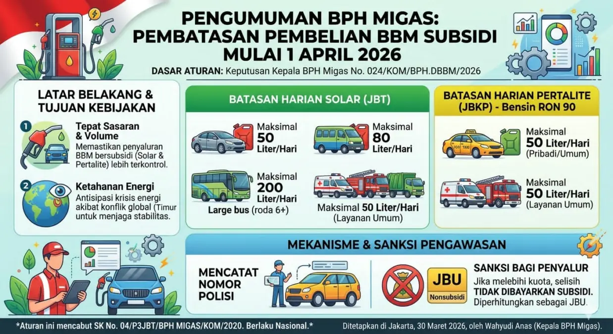 BPH Migas Batasi Pembelian Solar dan Pertalite Mulai 1 April 2026 ...